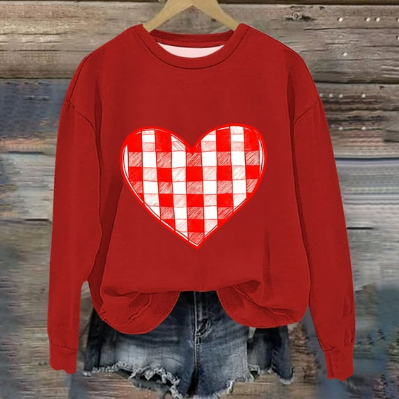 Dolkfu Love Heart Woman Shirts Valentine's Day Cute Red Sweatshirts ...