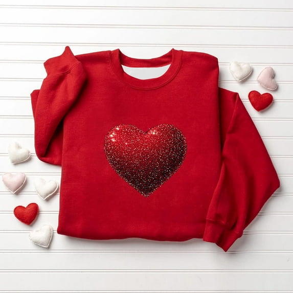 Dolkfu Love Heart Womens Shirts Valentine's Day Graphic Red Sweatshirts ...