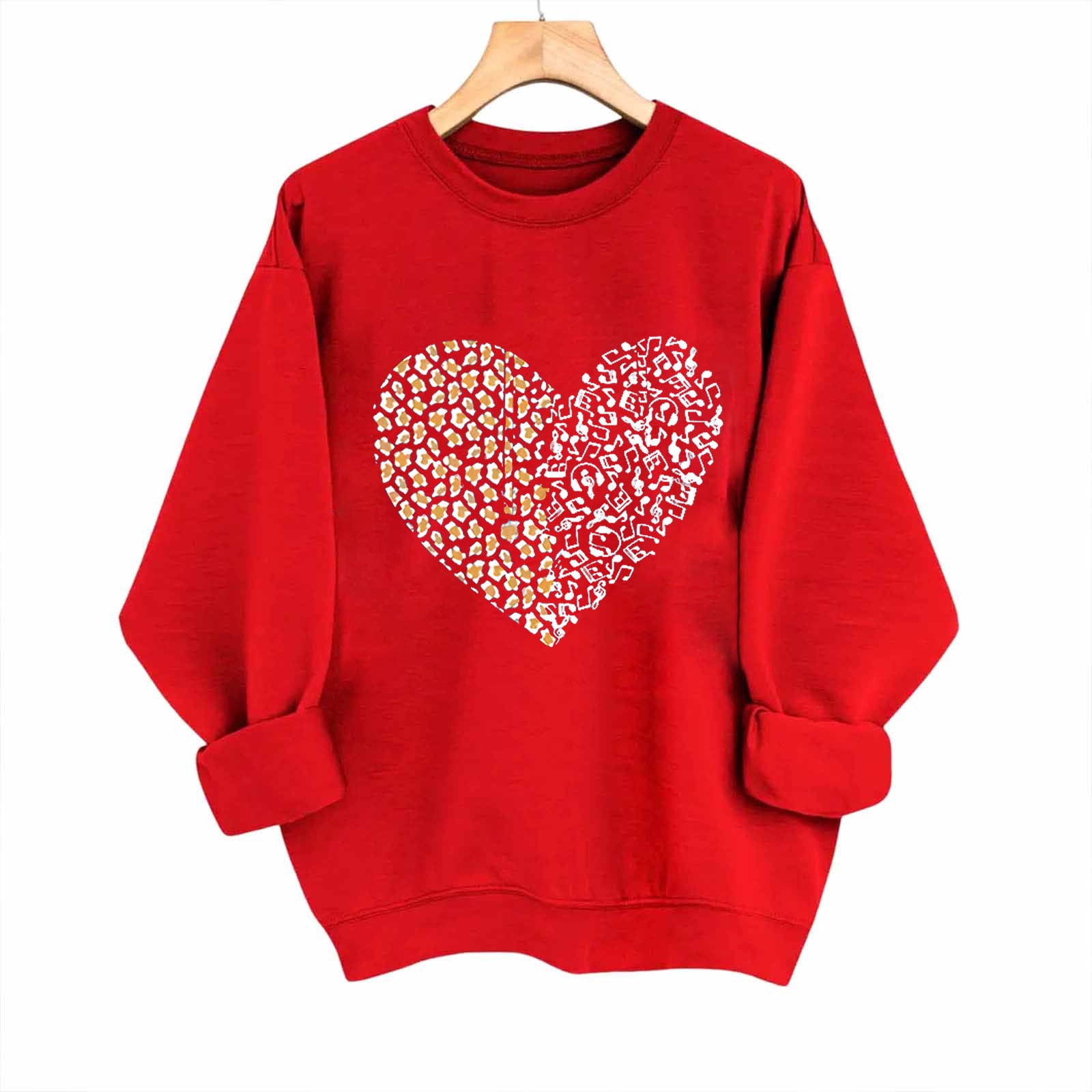 Dolkfu Love Print Womens Sweatshirts Valentine's Day Funny Yellow ...