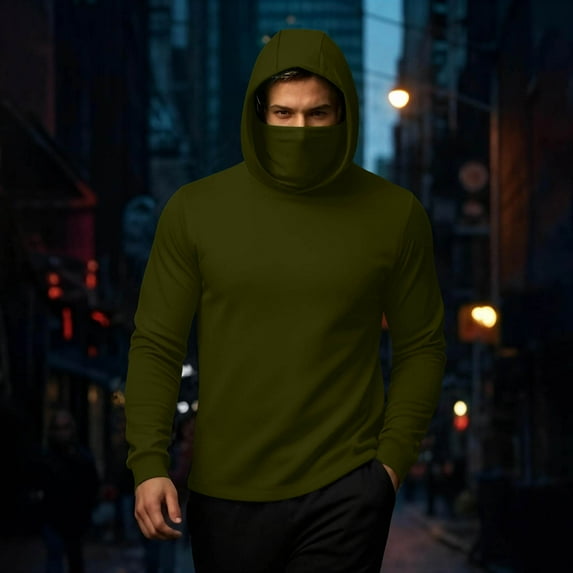 Dolkfu Men's Hoodie Pullover Face Mask Sun Proof Sweatshirts Hooded ...