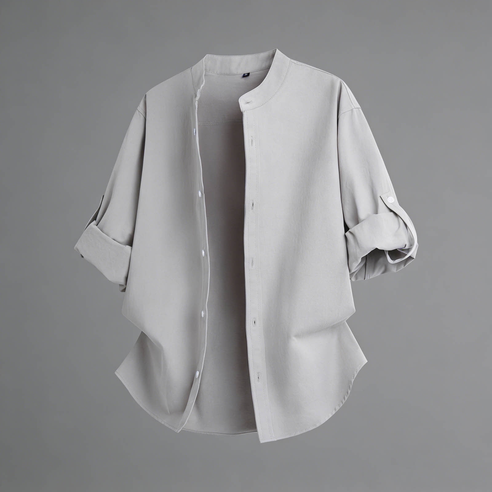 Dolkfu Men's Shirts Casual Business Button Down Band Collar Shirt ...