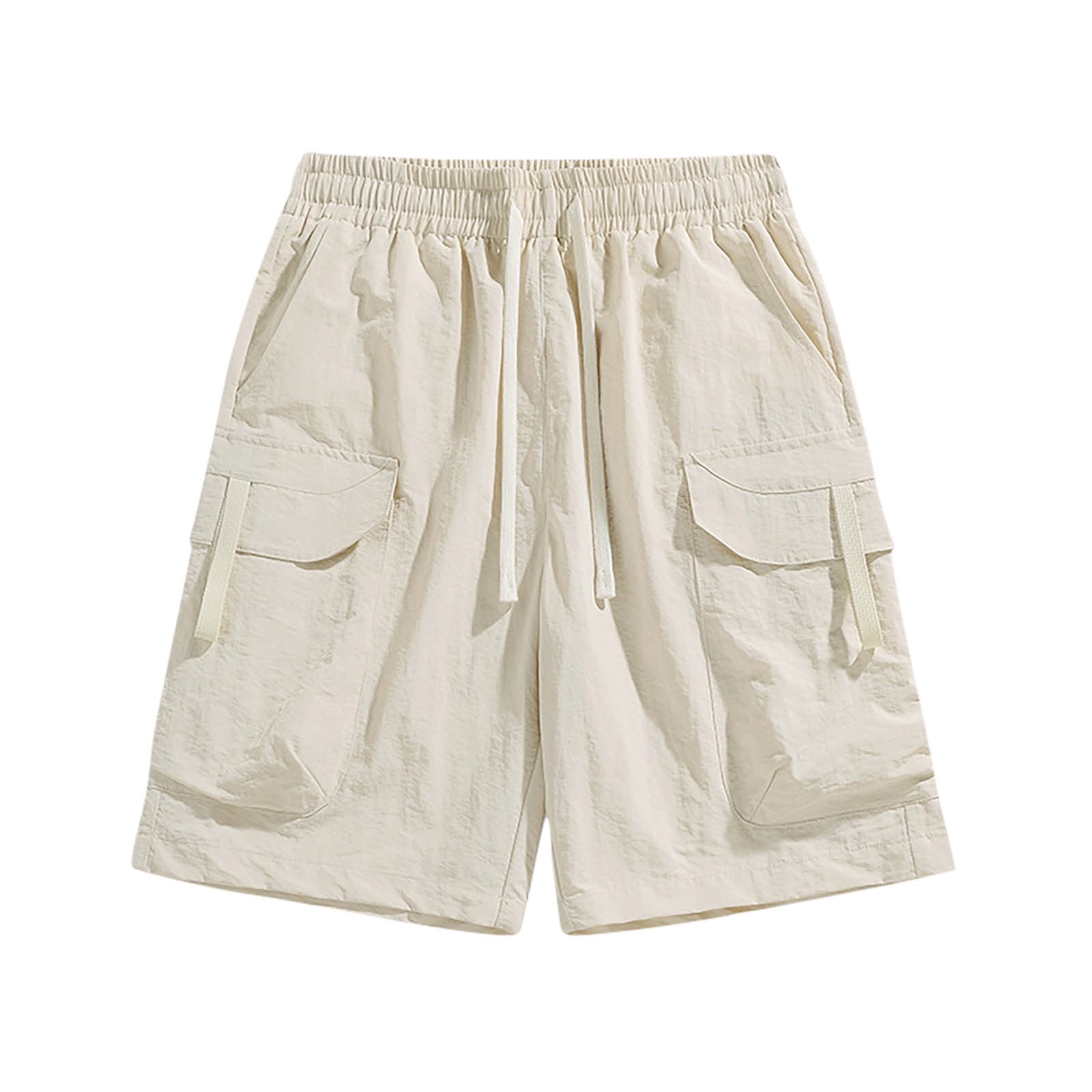 Dolkfu Mens 3 inch Shorts Drawstring Wide Leg Multi Pockets Baggy ...