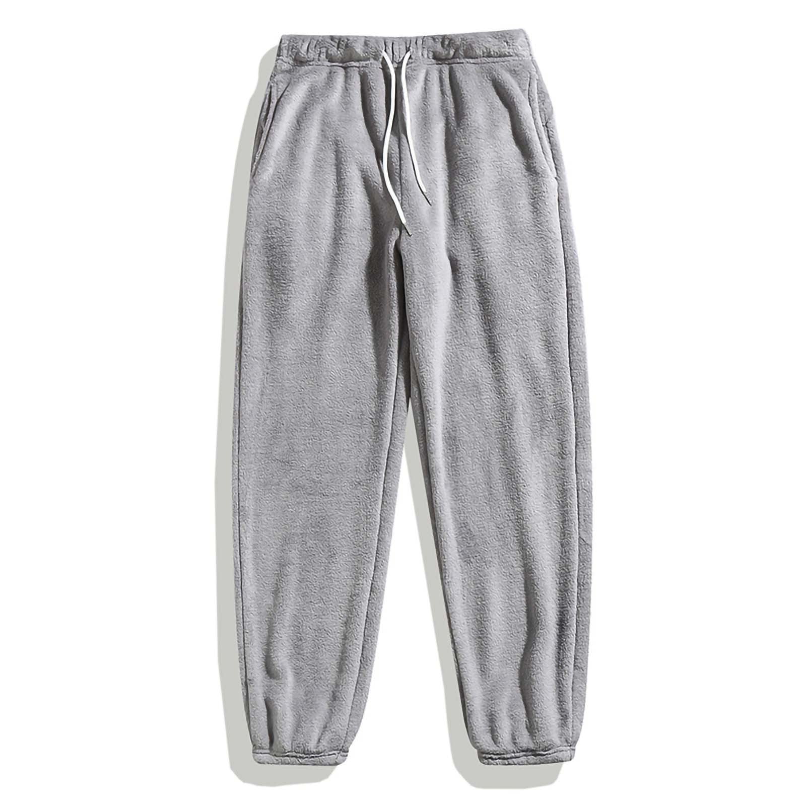 Dolkfu Mens Casual Pants Drawstring Gray Fleece Lounge Pajama Pants ...