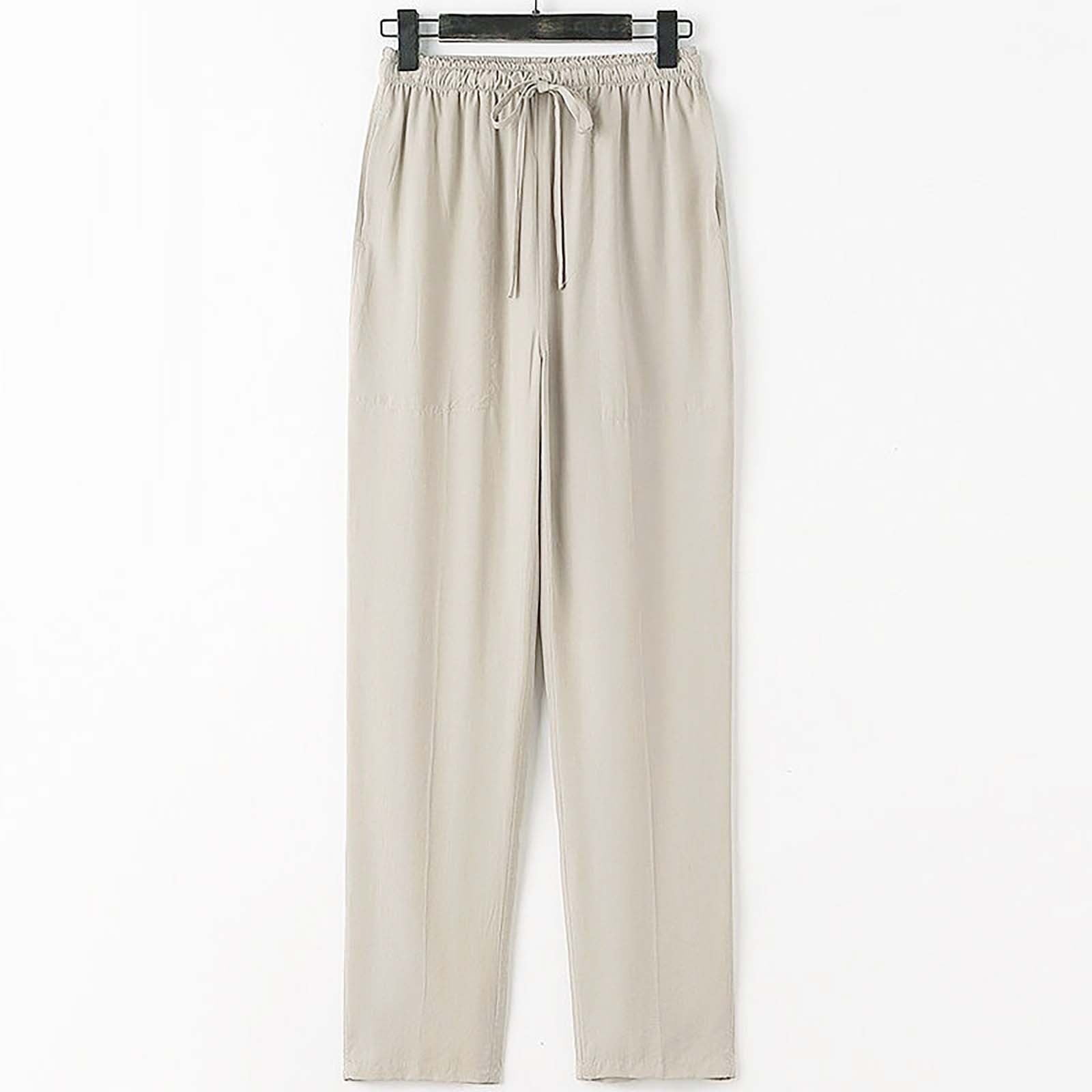 Dolkfu Mens Pants Casual Elastic Waist Drawstring Loose Relaxed Fit ...