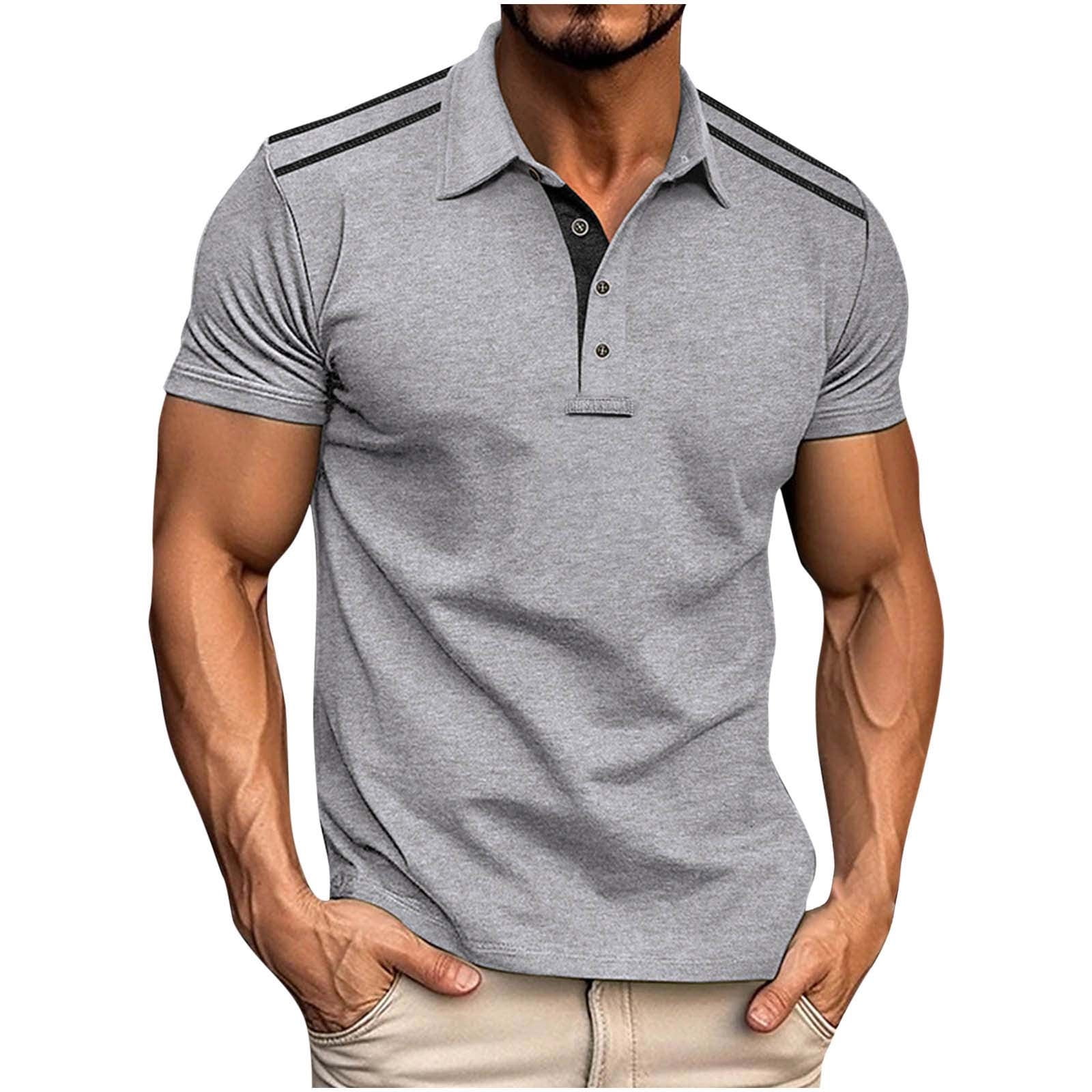 Dolkfu Mens Shirts Po-lo Short Sleeve Active Fit Solid Workout Po-lo ...