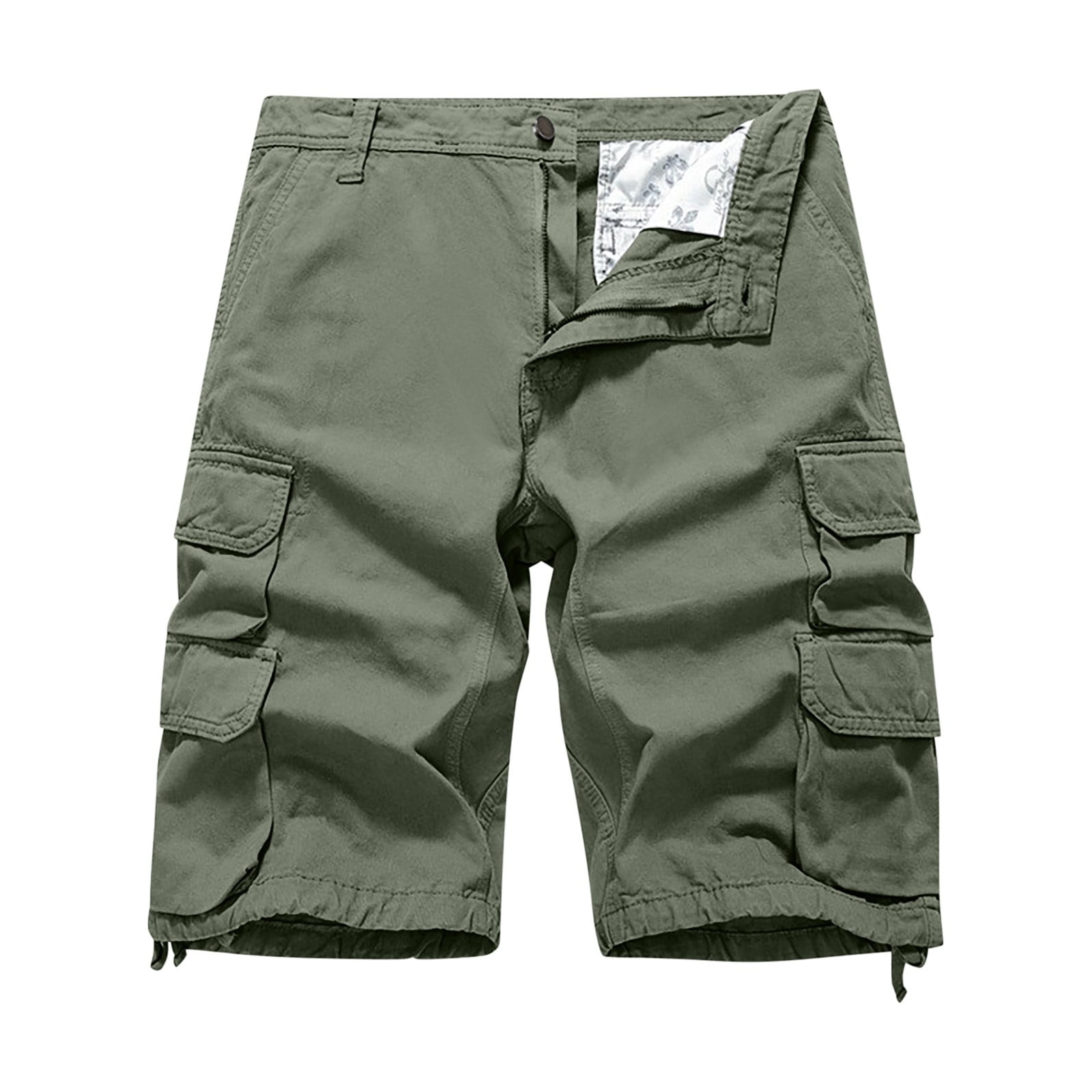 Dolkfu Men Shorts Zipper Workwear Multi Pocket Casual Straight Leg ...