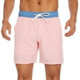 Dolkfu Mens Summer Shorts Athletic Drawstring Beach Shorts Color Block ...