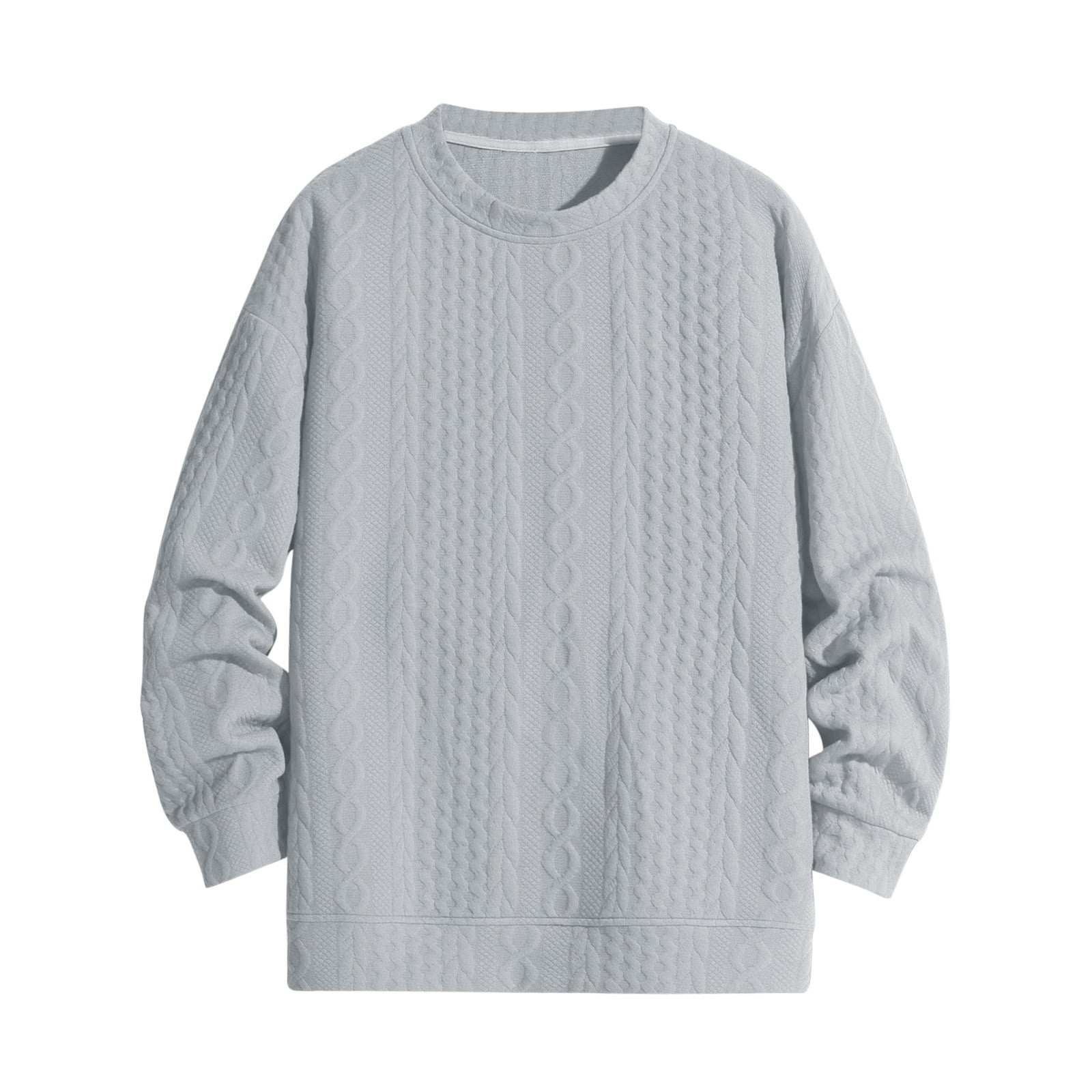 Dolkfu Mens and Big Mens Sweater Gray Cable Knit Loose Fit Solid Color ...