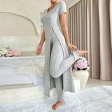 Dolkfu Pjs Sets for Womens Wrapped Tunic Pants Long Sleeve Pjs Sets ...