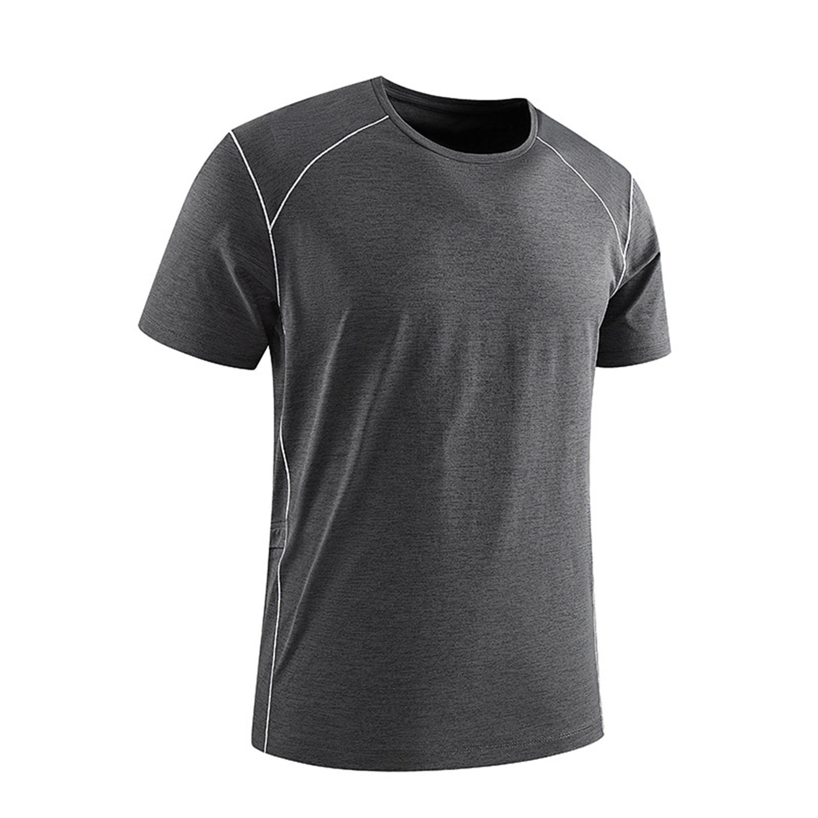 Dolkfu Pull-On Men'S T-Shirts Gray Minimalist Short Sleeve Crew Neck ...