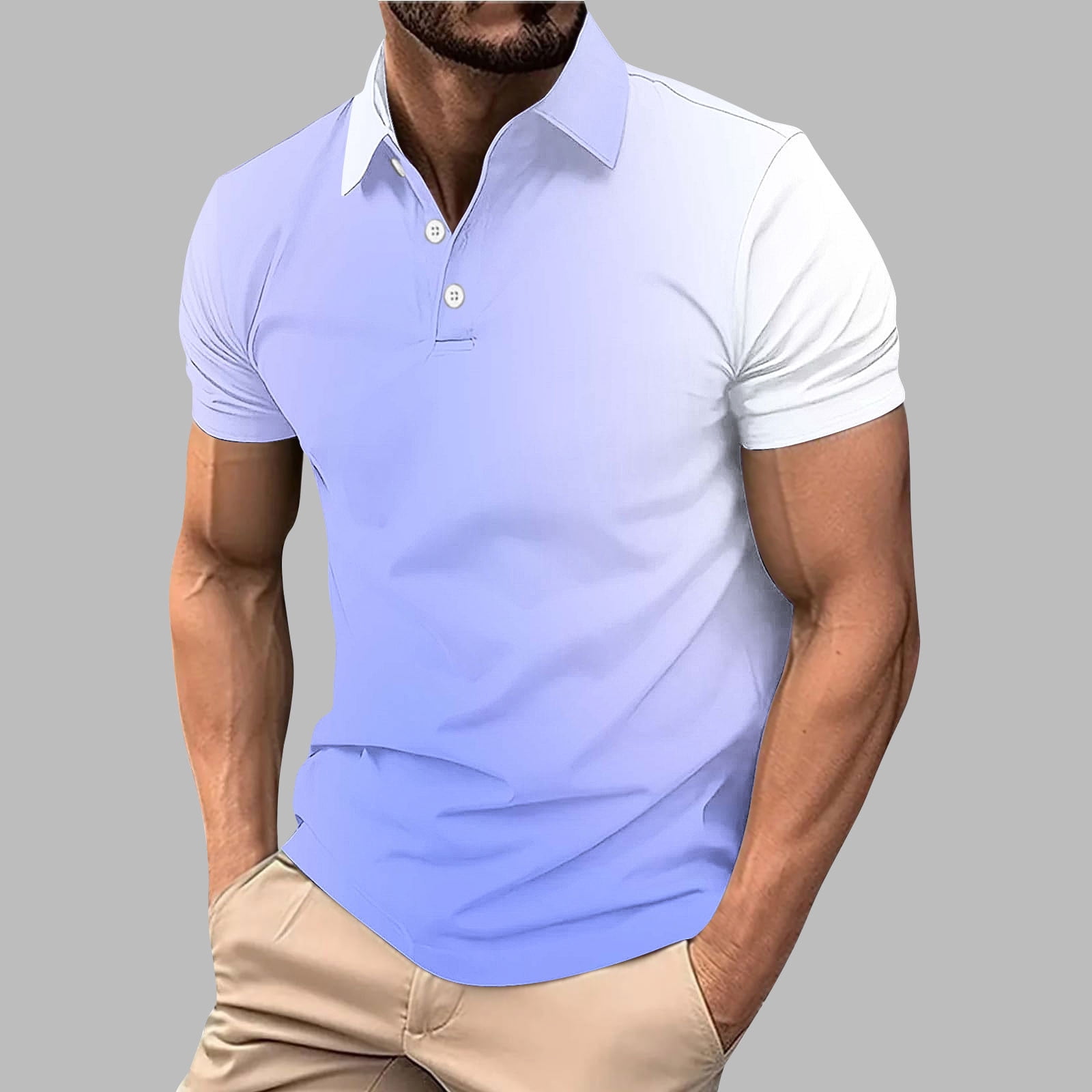 Dolkfu Purple Men'S Polos Shirts Short Sleeve Collared Button Gradient ...