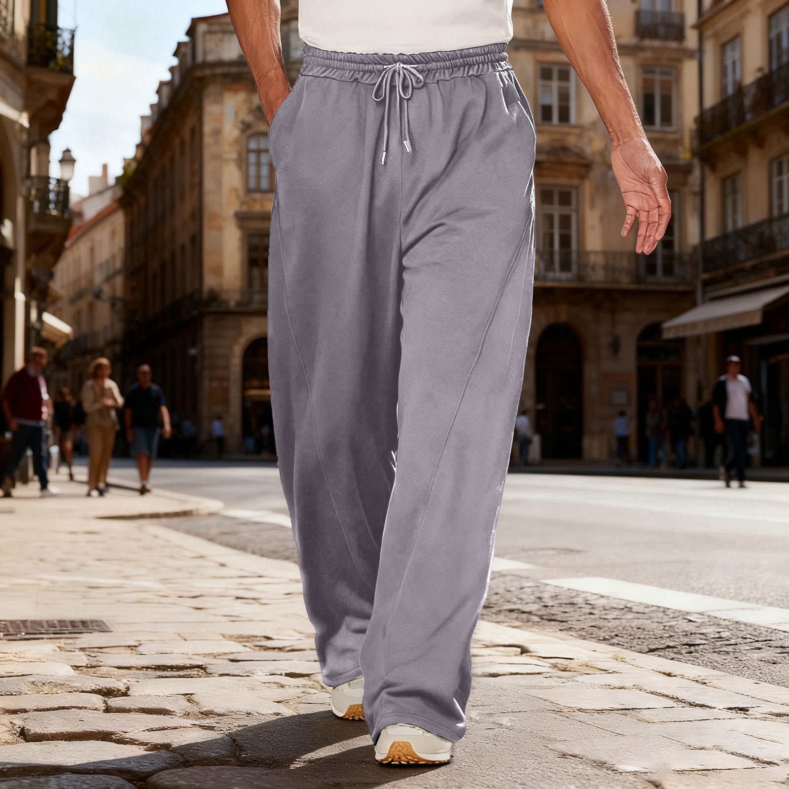 Dolkfu Purple Pants for Men Straight Leg Athletic Drawstring Sweatpants ...