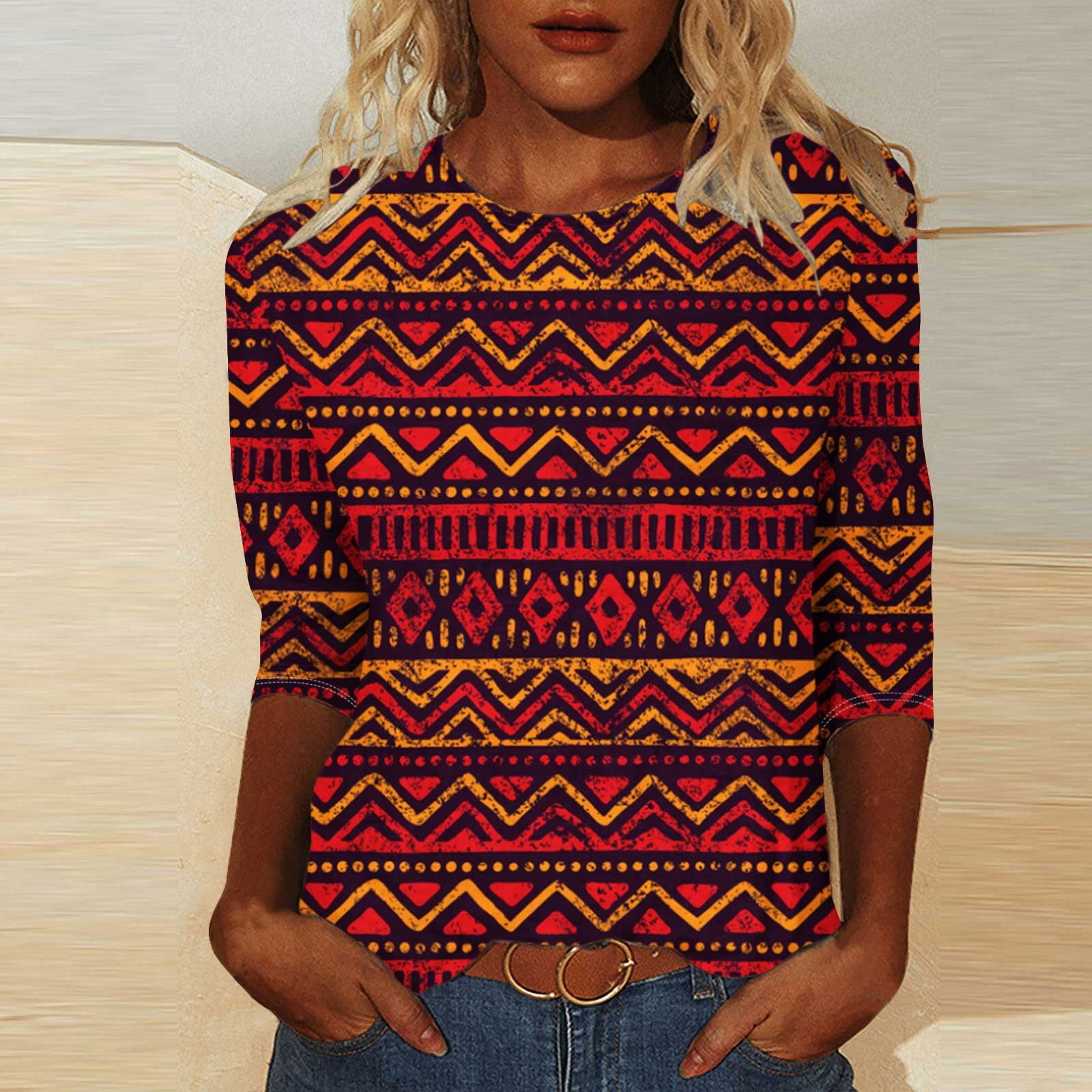 Dolkfu Red Women's T-Shirt 3/4 Sleeve Black History Month Crew Neck ...