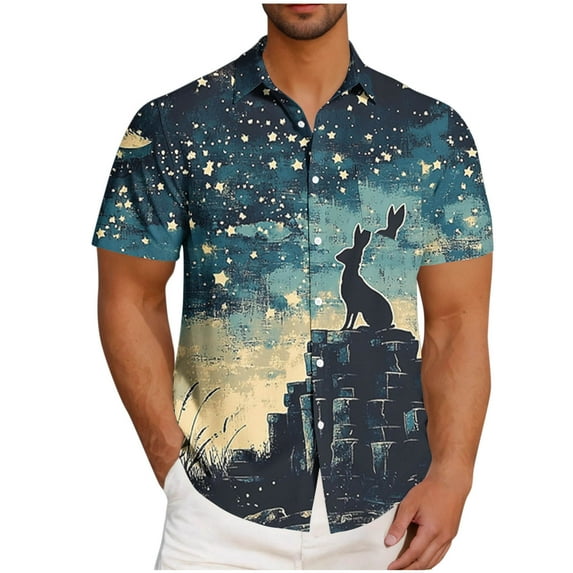 Dolkfu Shirt for Men Short Sleeve Graphic Easter Button Down Shirts ...