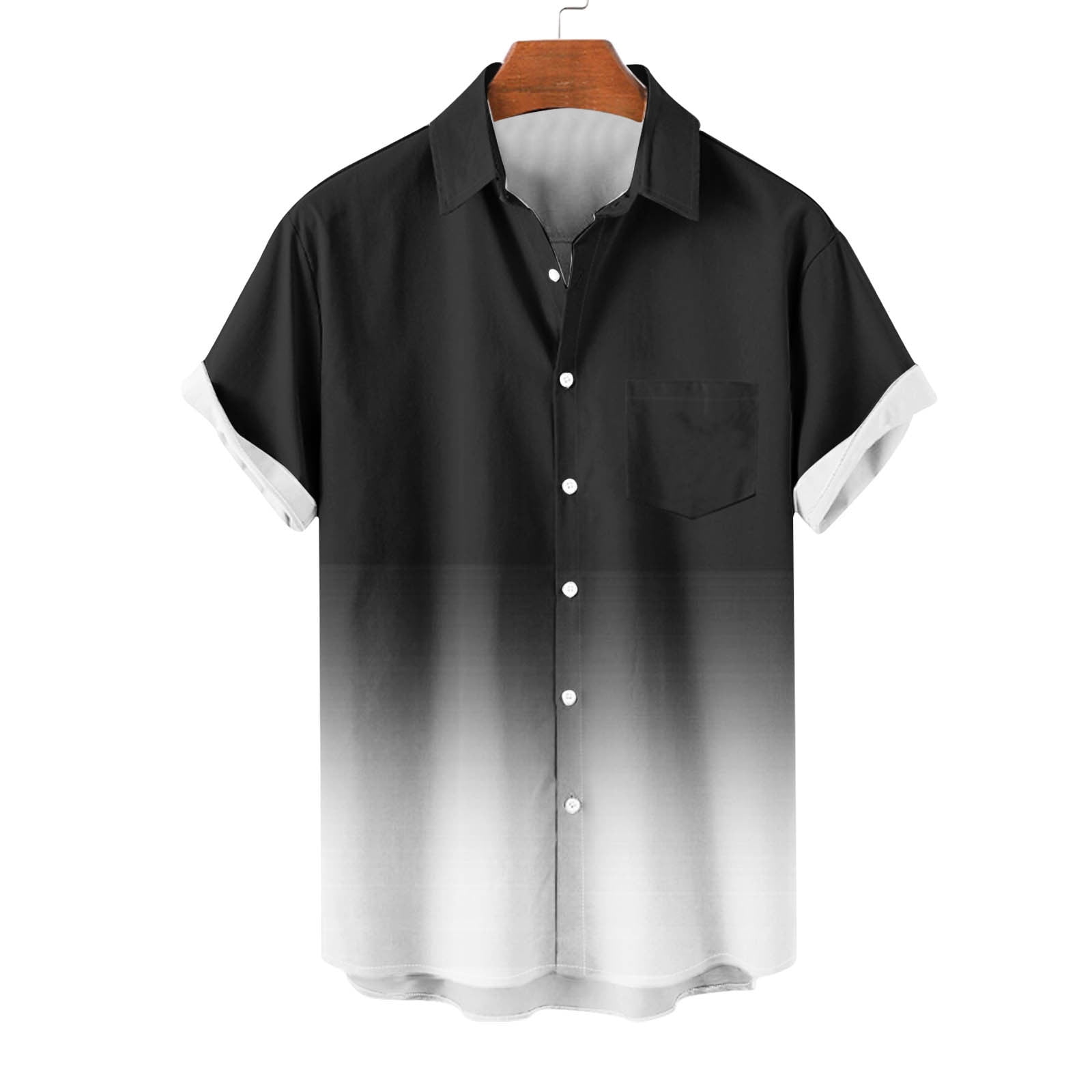 Dolkfu Shirts for Men Short Sleeve Button Down Gradient Color Relaxed ...