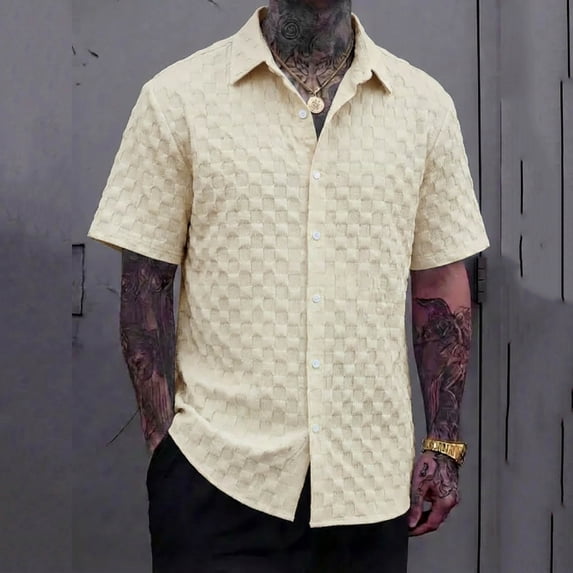 Dolkfu Short Sleeve Golf Shirts for Men Button Minimalist Yellow ...