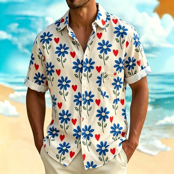 Dolkfu Short Sleeve Golf Shirts for Men Collared Multicolor Hawaiian ...