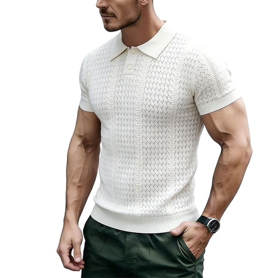 Dolkfu Short Sleeve Golf Shirts for Men Retro White Collared Button ...