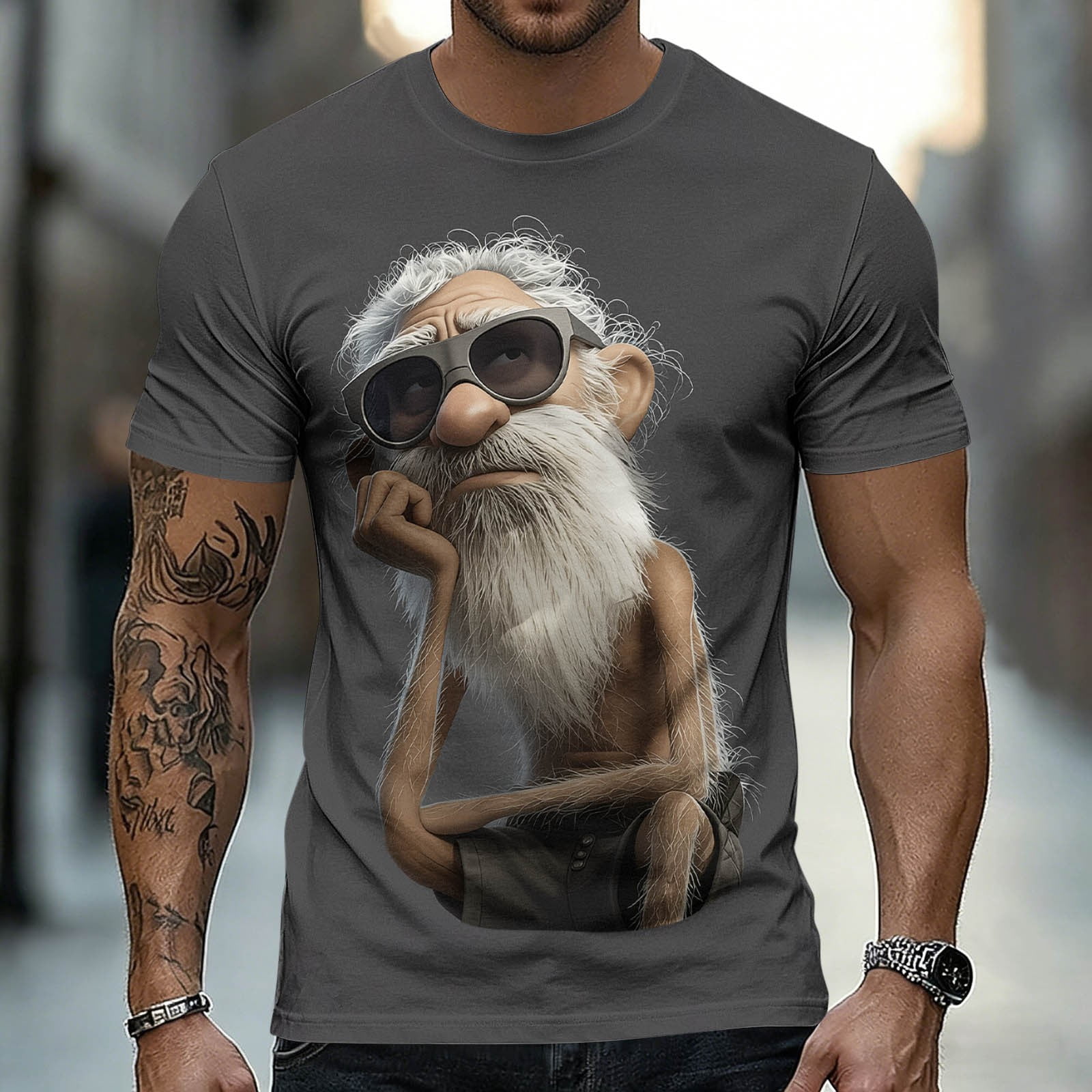 Dolkfu Short Sleeve Men'S T-Shirts Pull-On Crew Neck Black Artistic ...