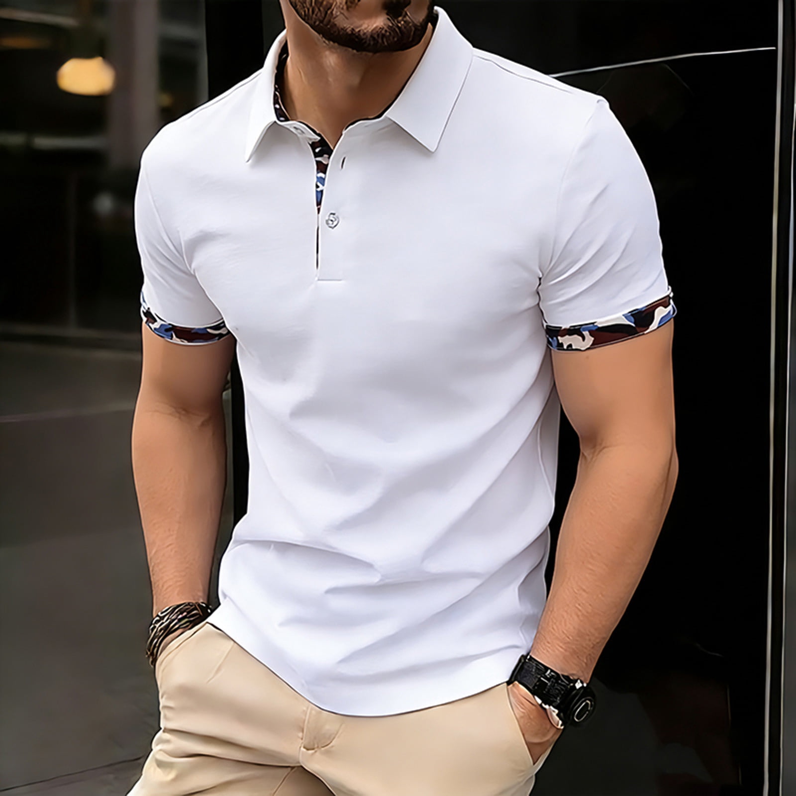 Dolkfu Short Sleeve Men'S Shirts Minimalist White Button Collared Tops ...