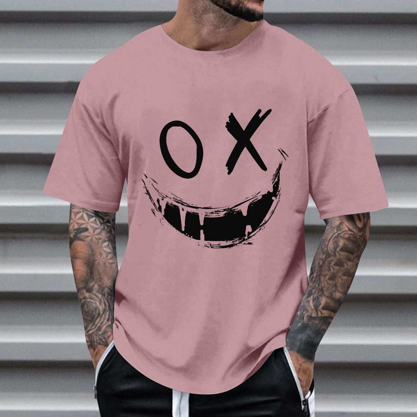 Dolkfu Short Sleeve Polo Shirts forMen Pink Crew Neck Graphic Tops ...
