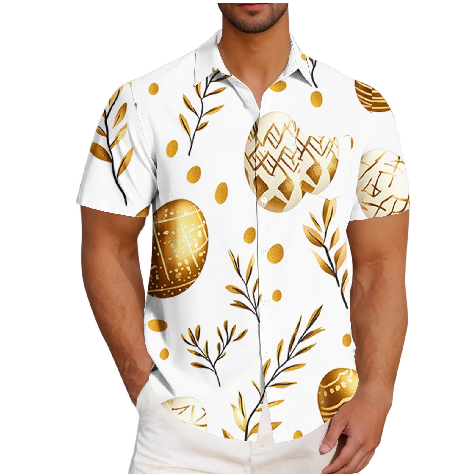 Dolkfu Short Sleeve Shirts for Men Spring Easter Day Graphic Button Up ...