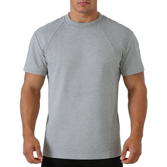 Dolkfu Short Sleeve T Shirts for Man Pull-On Minimalist Crew Neck Gray ...