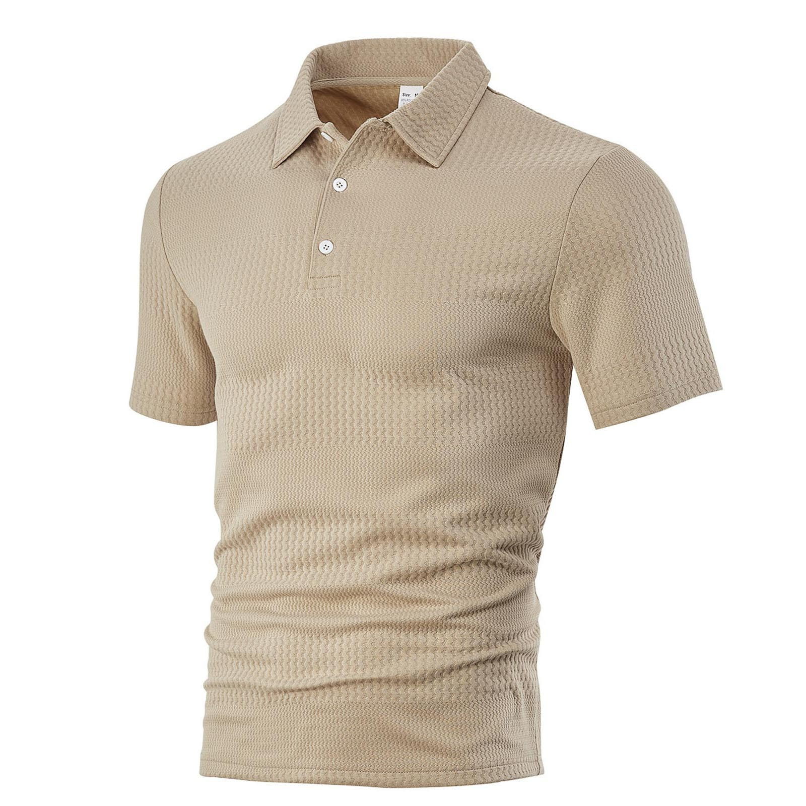 Dolkfu Short Sleeve Tees for Man Collared Solid Po-lo Muscle Fit Button ...