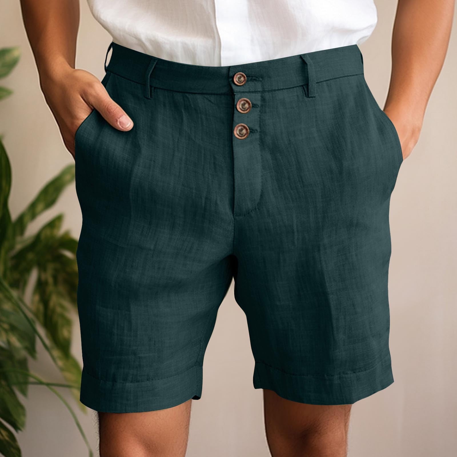 Dolkfu Shorts for Men Big and Tall Front Flat Zipper Button Cotton ...