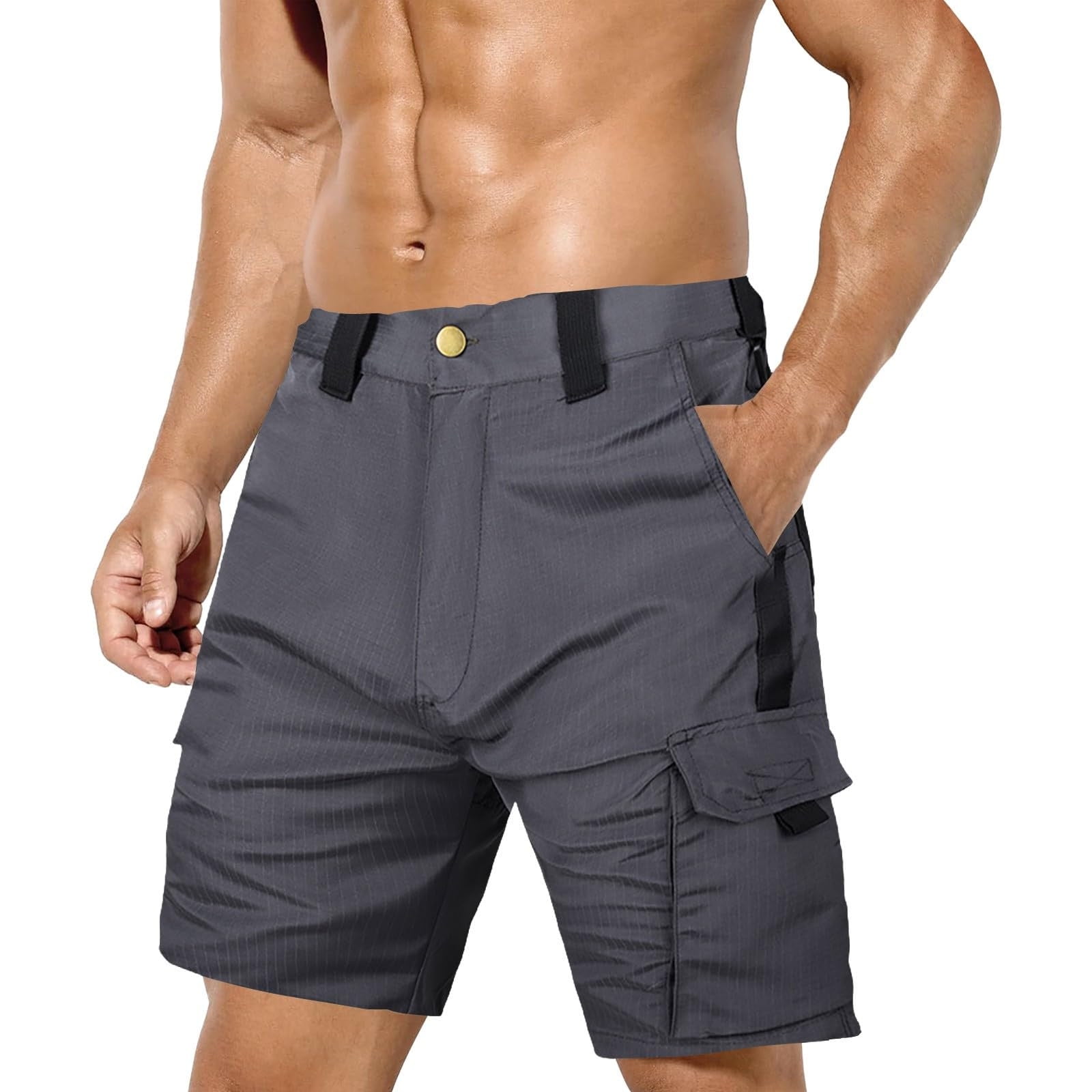 Dolkfu Shorts for Mens Work Cargo Zipper Shorts Gym Relaxed Fit ...