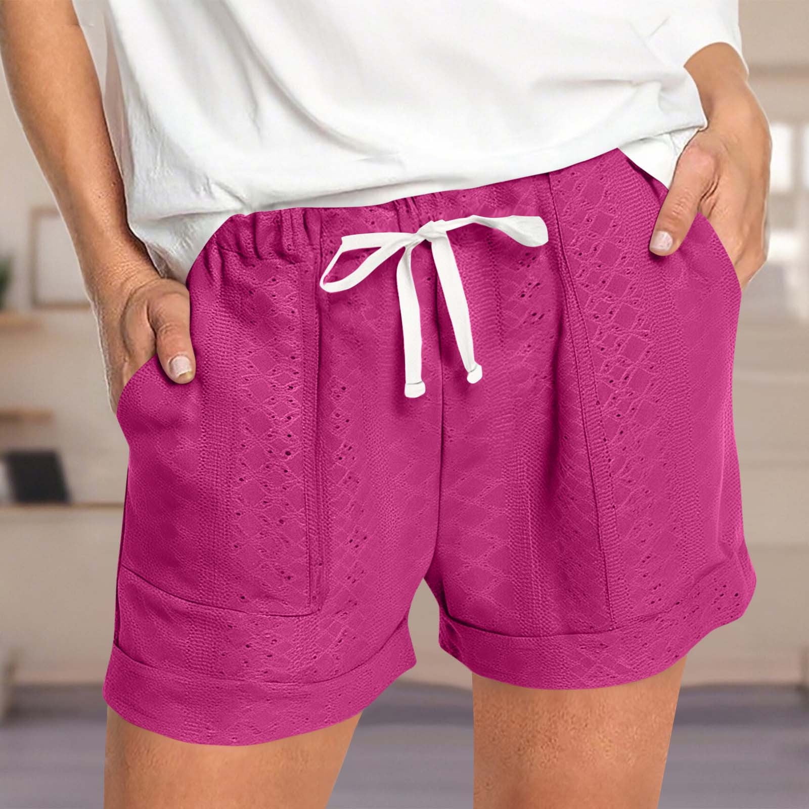 Dolkfu Shorts for Women 2026 Comfy Drawstring Eyelet Shorts Elastic ...
