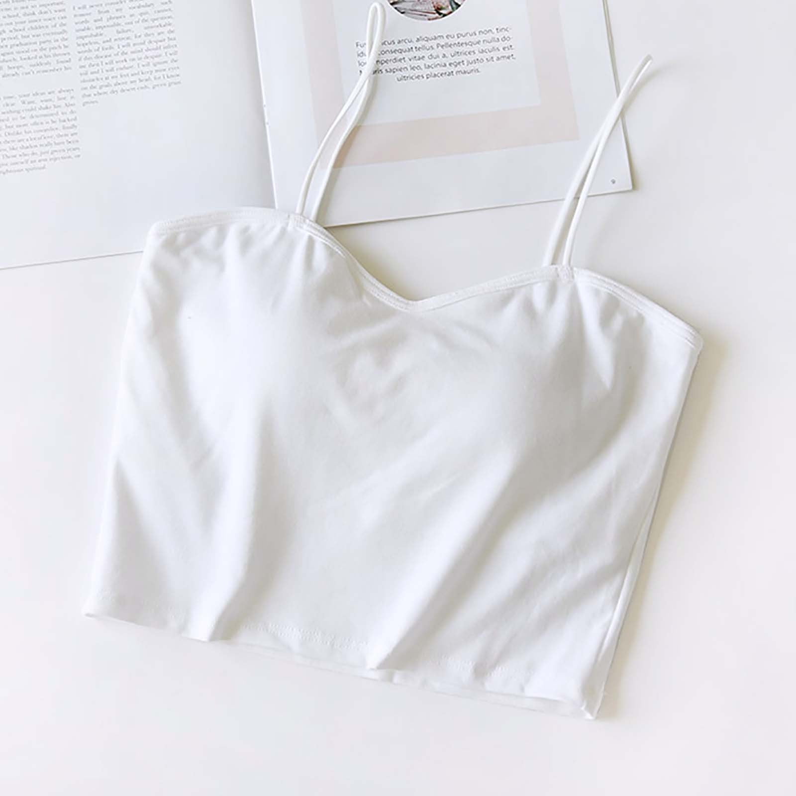 Dolkfu Spaghetti Strap Tank Top for Ladies Crop Slim With Paded Solid ...