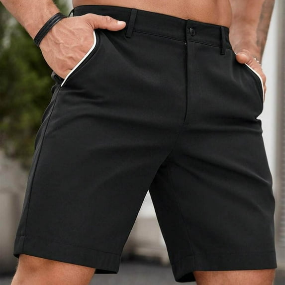 Dolkfu Summer Shorts Men Zipper Flat Front Twill Dress Shorts Golf ...