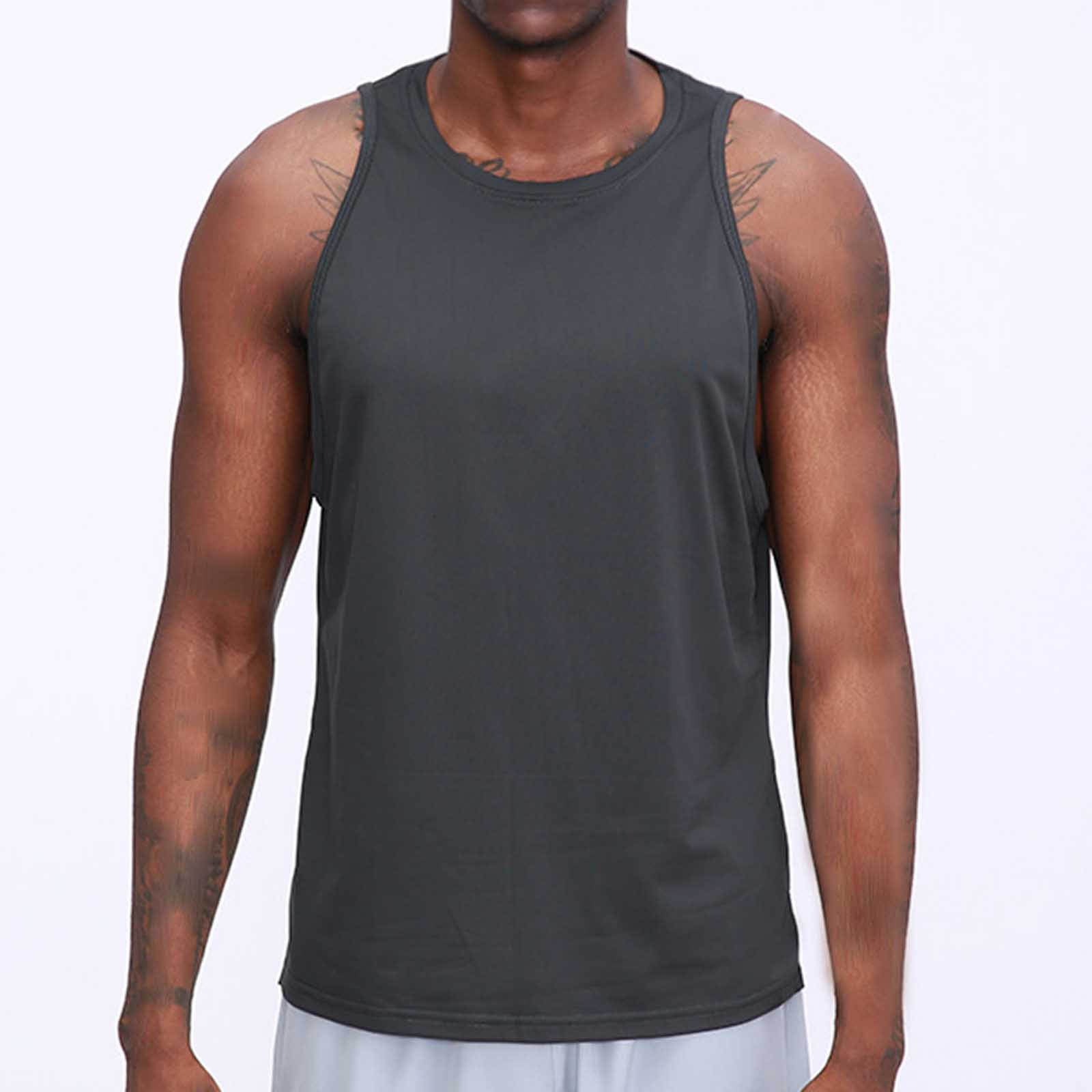 Dolkfu Tee Shirts Men Sleeveless Gray Athletic Moisture Wicking ...