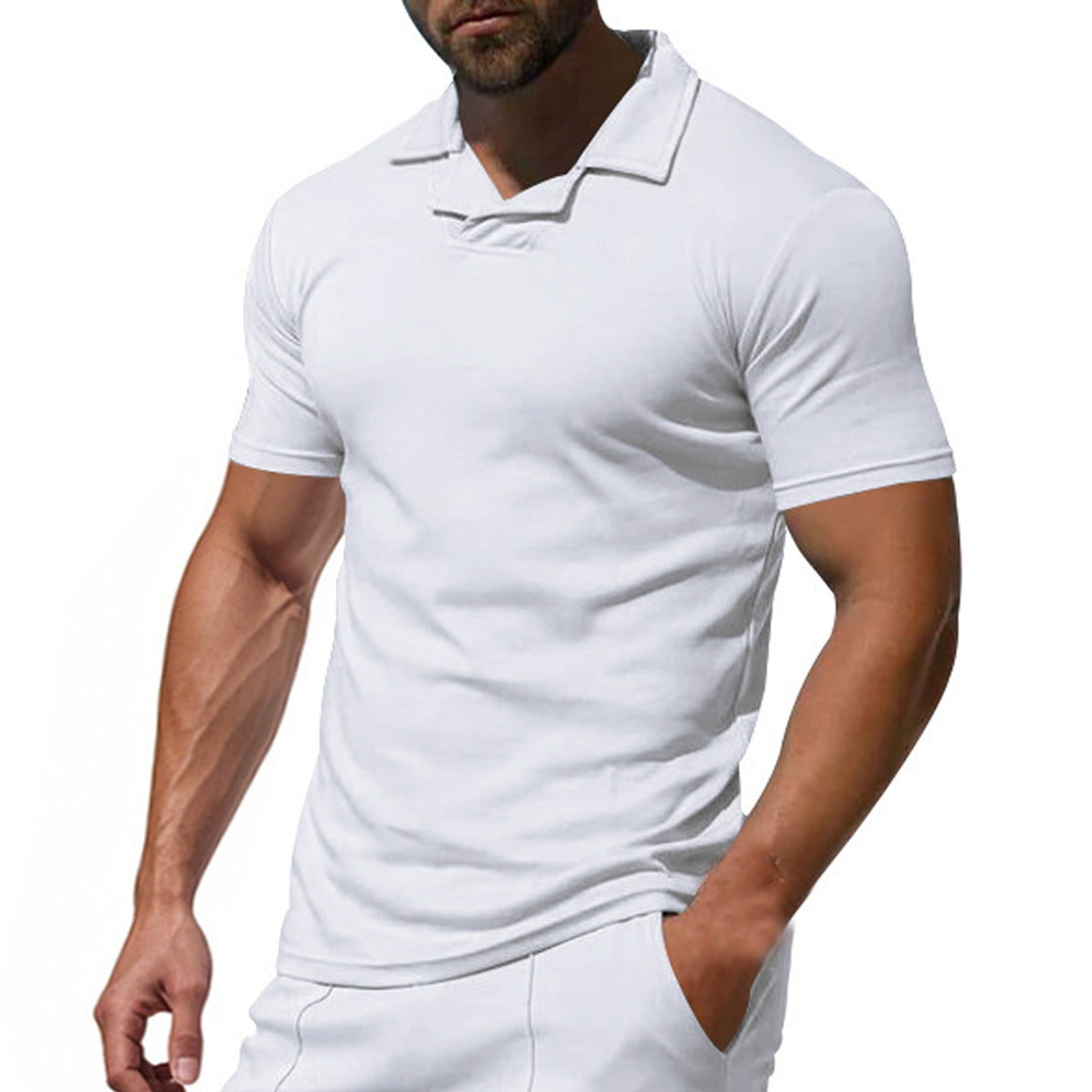 Dolkfu Tee Shirts Mens Short Sleeve Collared Solid Twill Fitted Po-lo ...