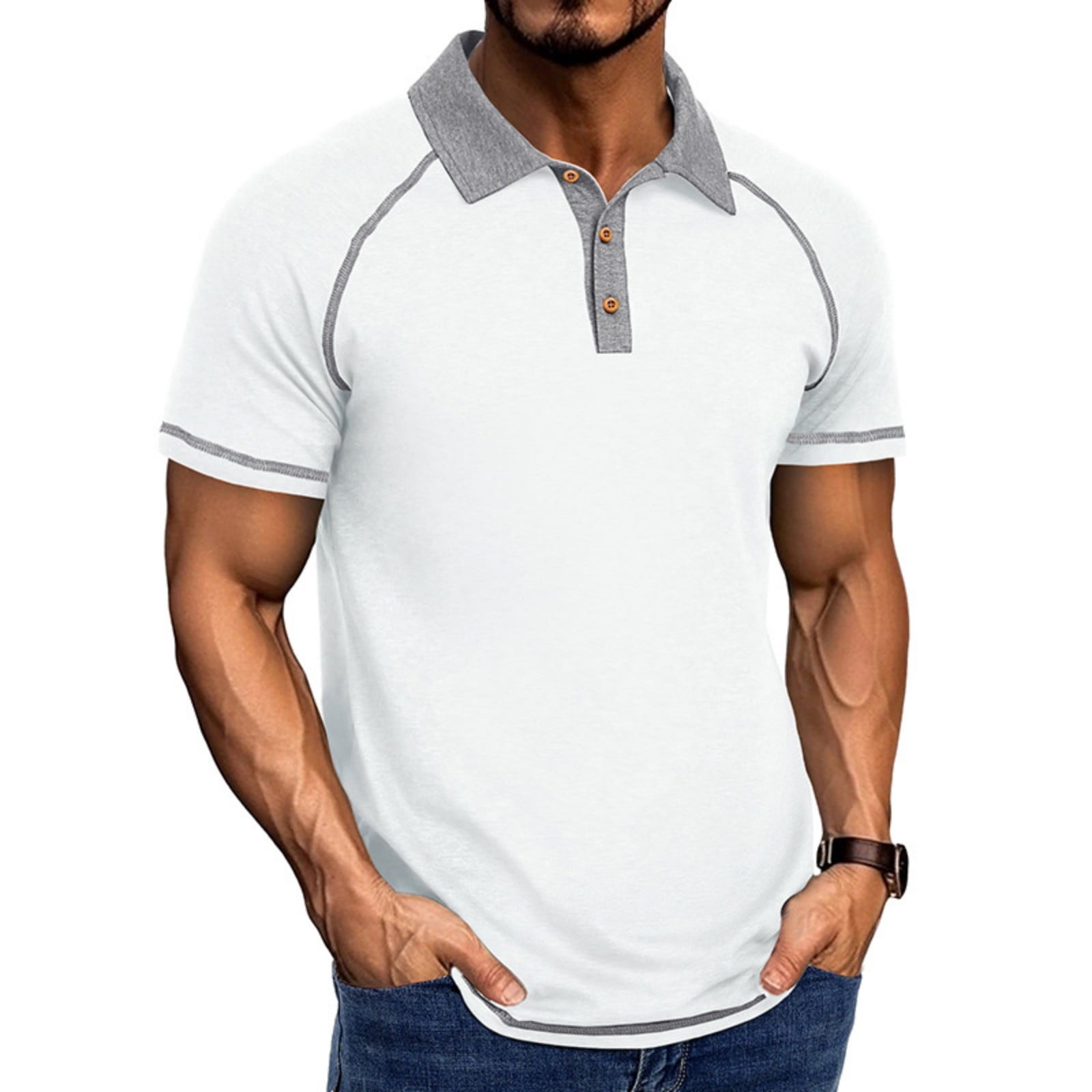 Dolkfu White Shirts for Men Collared Old Money Short Sleeve Button Tops ...