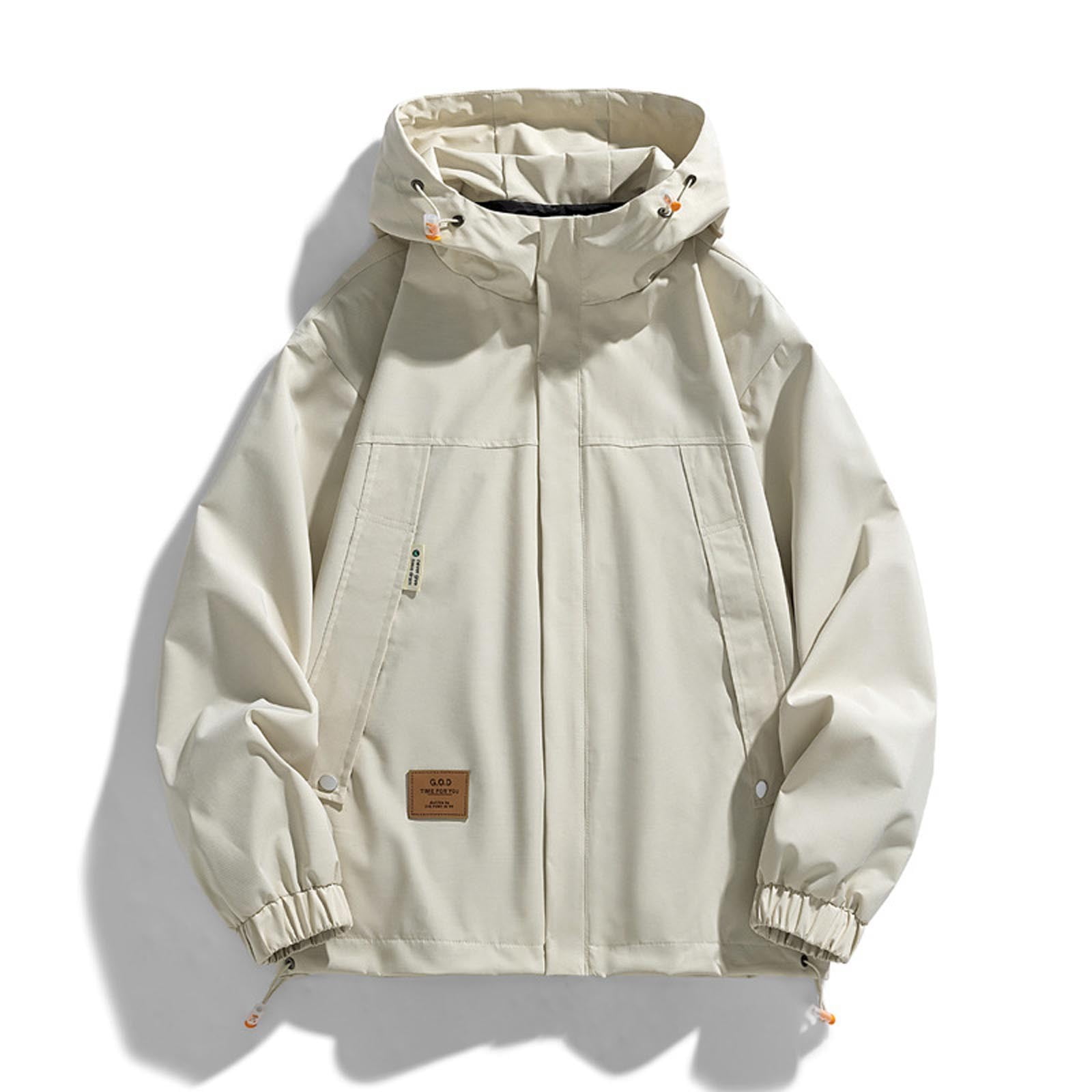 Dolkfu Winter Men Jackets Full Zip Yellow Hoodie Windbreaker ...