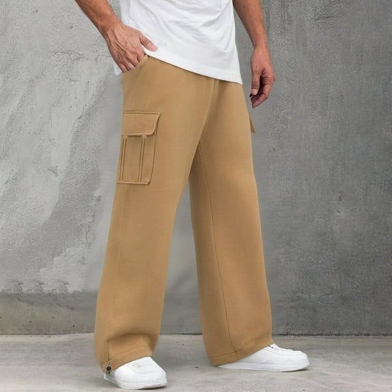 Dolkfu Yellow Casual Pants for Men Corduroy Cargo Athletic Work Pants ...