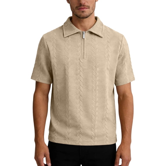 Dolkfu Yellow Polos for Men Short Sleeve Refreshing Quarter Zip ...