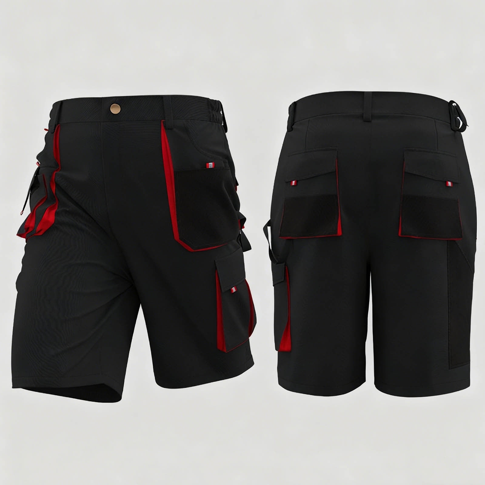 Dolkfu Zipper Shorts Men Work Cargo Shorts Construction Color Block 6 ...