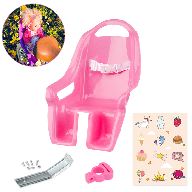 Glerc Doll Bike Seat for Girls Bicycle, Pink Baby Doll Carrier with ...
