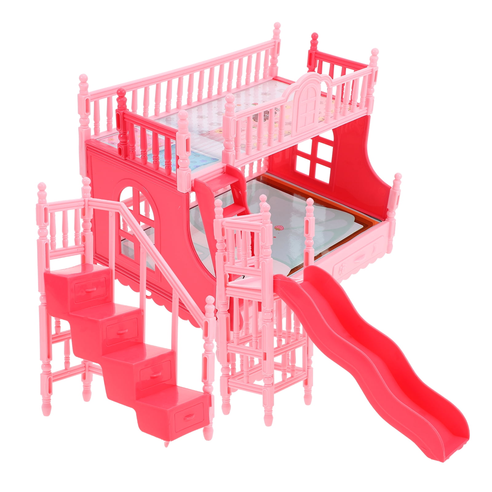 Doll Bunk Bed Set Girls' Accessories Mini Furniture Model Mini Bed Doll House Doll Bedroom Bunk ...