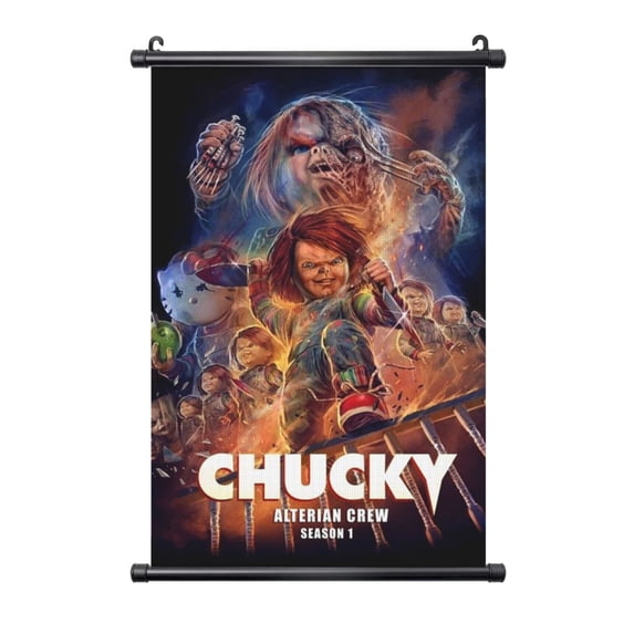 Doll Chucky Horror Black Plastic Shaft Hanging Poster Decor Canvas Wall ...