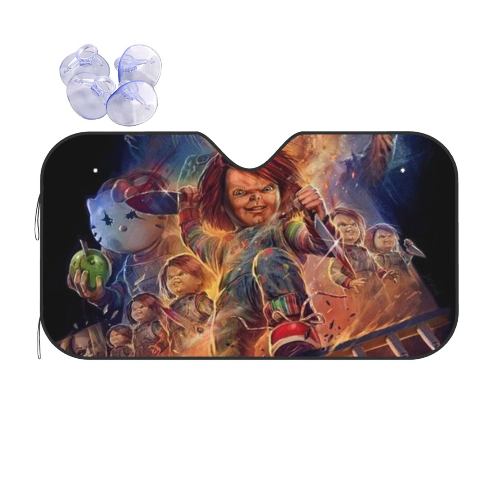 Doll Chucky Horror Foldable Car Windshield Sunshade Automotive Front ...