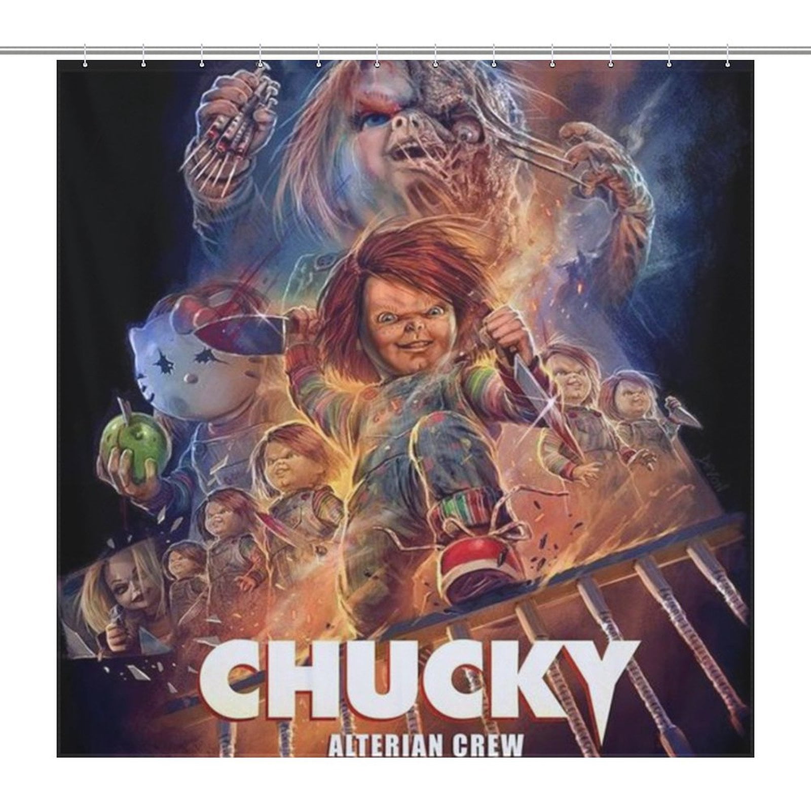 Doll Chucky Horror Shower Curtain Decor Bath Curtain Waterproof ...