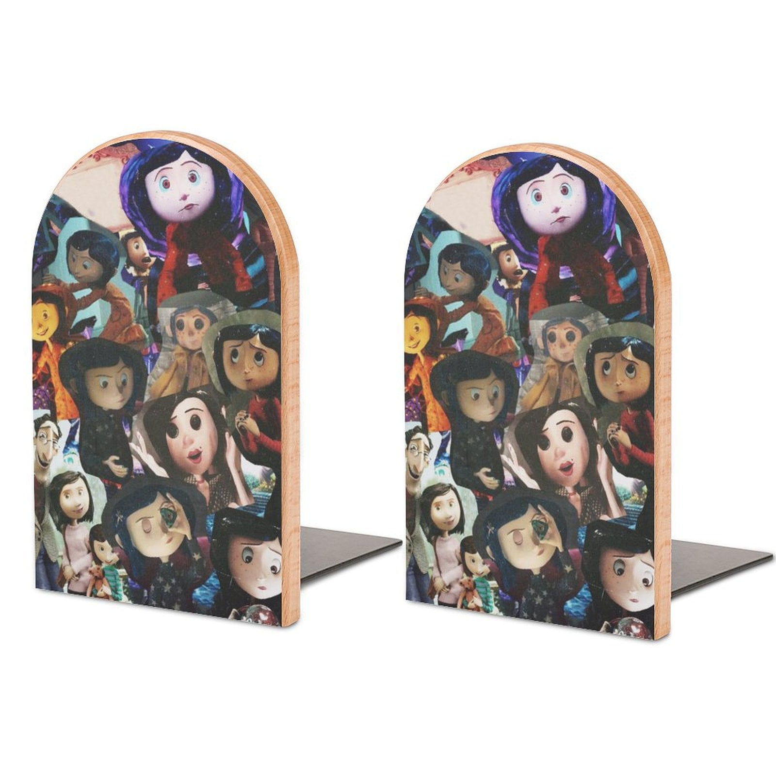 Doll Film Coraline Bookends Wood Book Divider Decorative Shelves Non ...