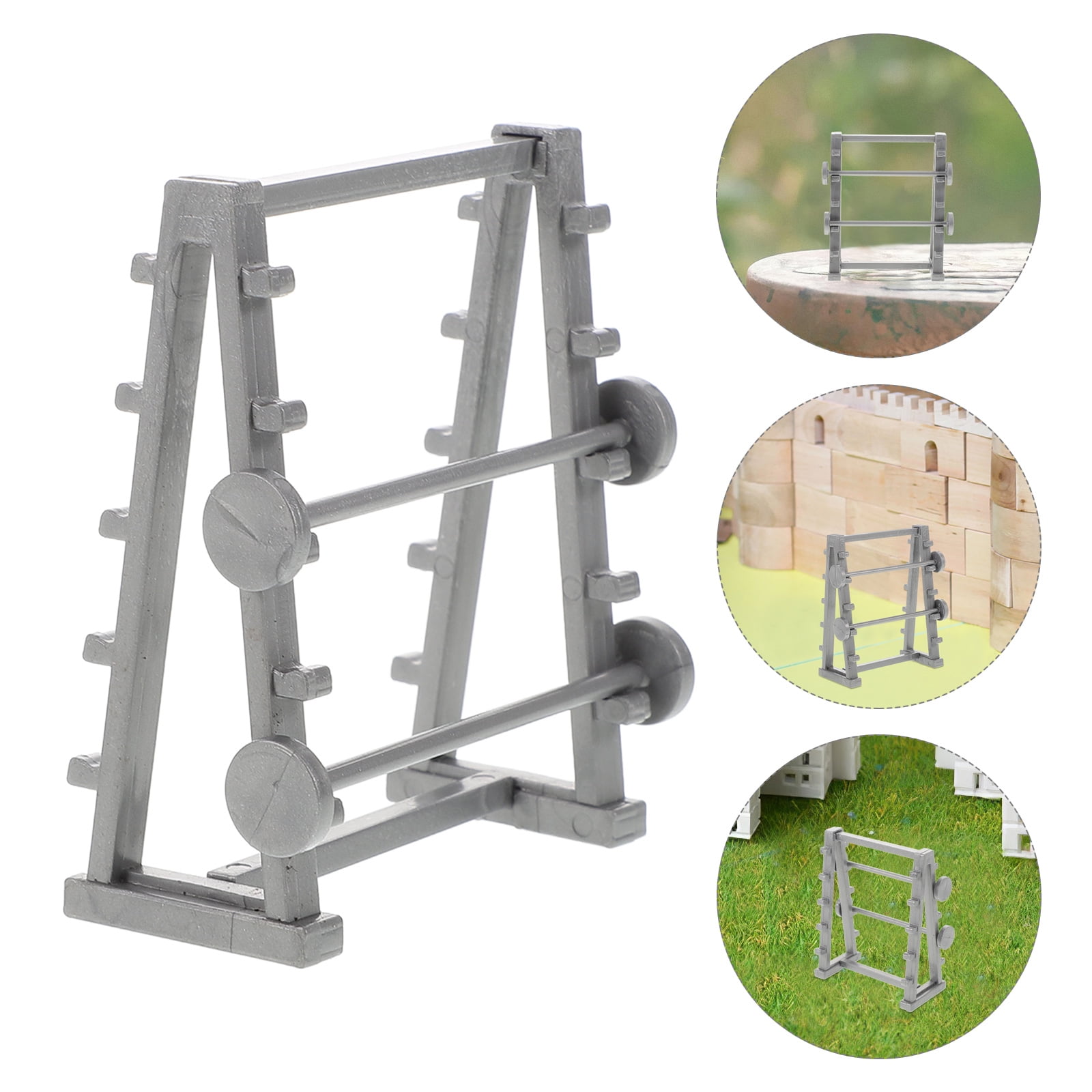 Beaupretty Funny Office Desk Accessories Mini Barbell Rack Grey Plastic ...