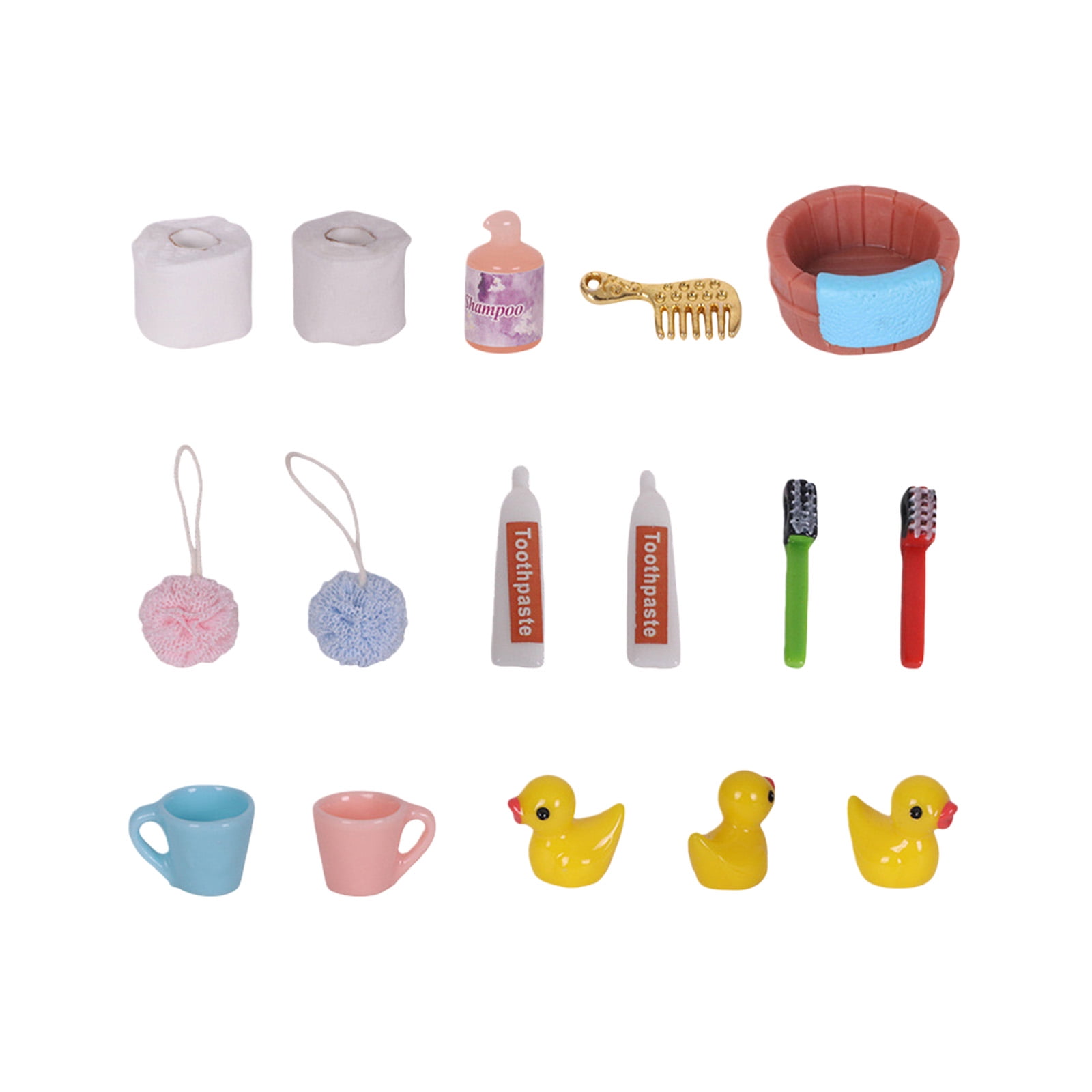 Doll House Bathroom Accessories Set 1/12 Miniature Bathroom Scene Set ...