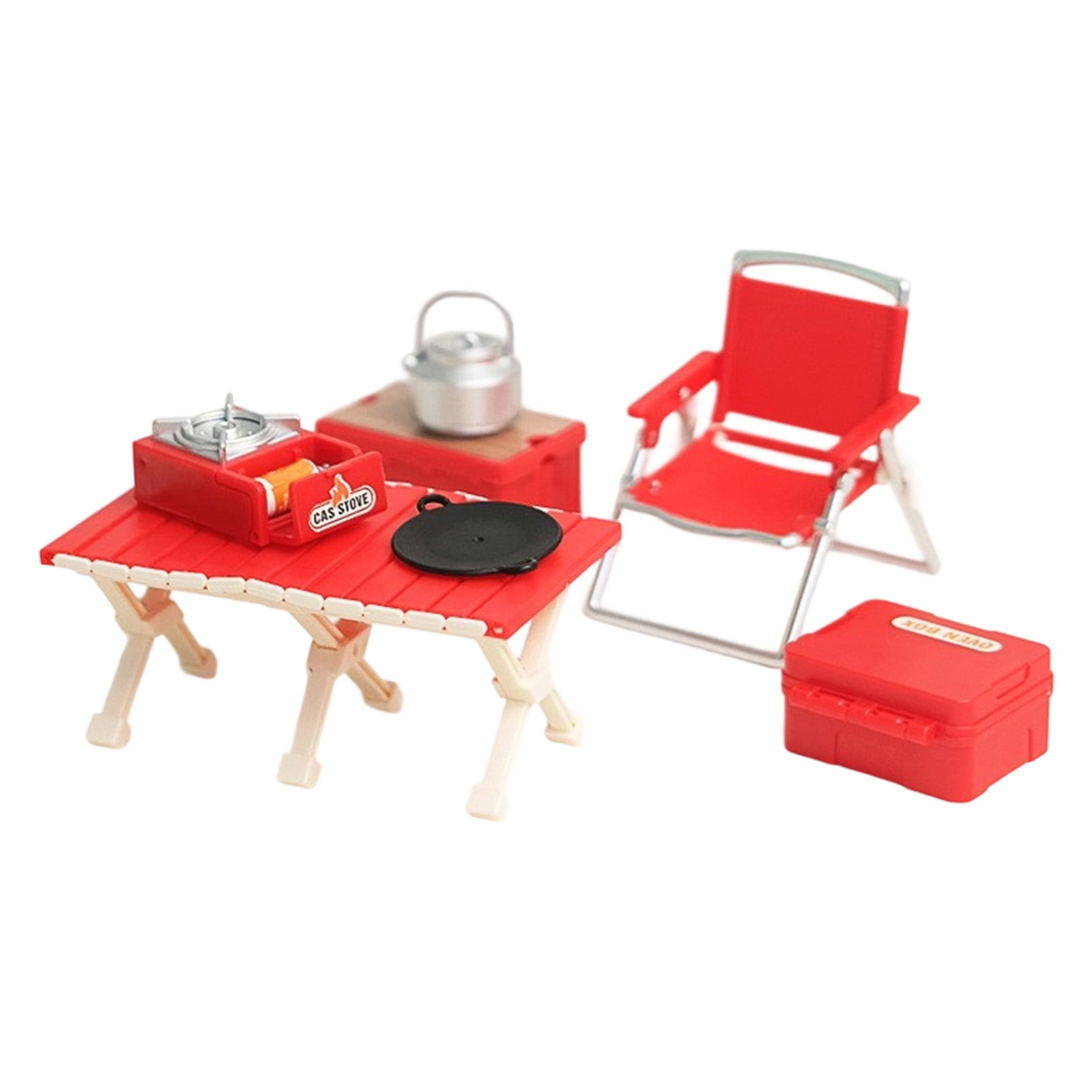 Doll House Furniture Set With Miniature Foldable Chair And Table Figure ...