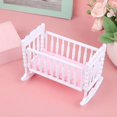 Doll House Light Pink White Baby Doll Shaker Toy Accessories Bed Cradle ...